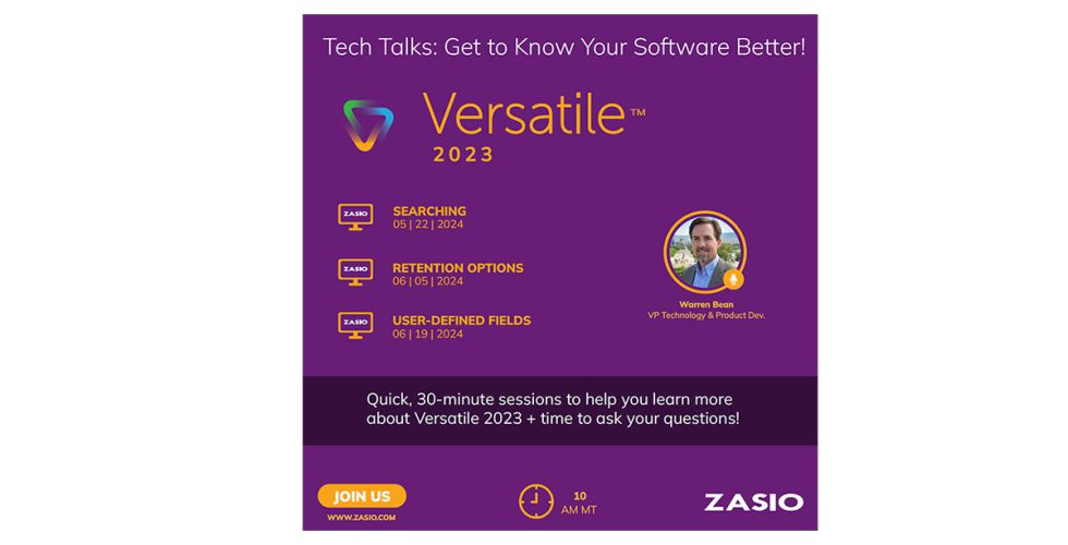 Versatile Tech Talks: Get to Know Versatile 2023 Better! - Zasio